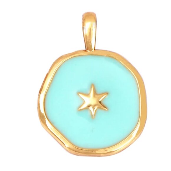 Jewelry | Gold Aqua Blue Star Enamel Pendant | Poshmark